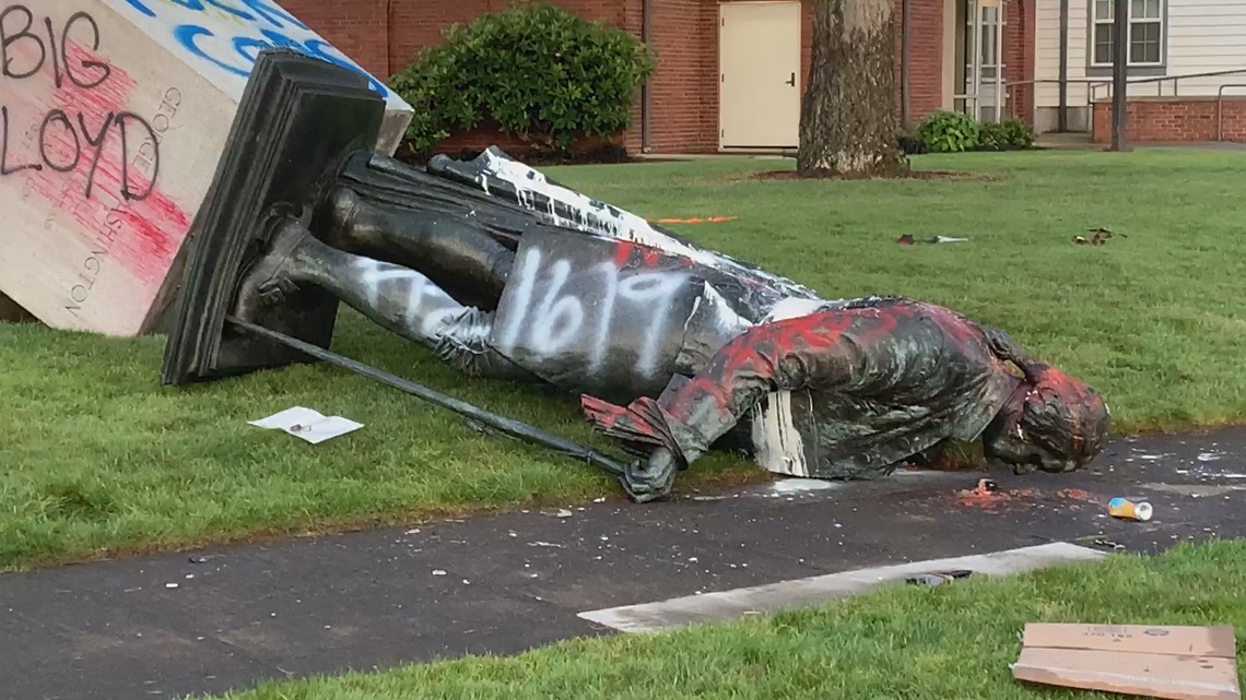 George Washington statue toppled in Portland | wtsp.com