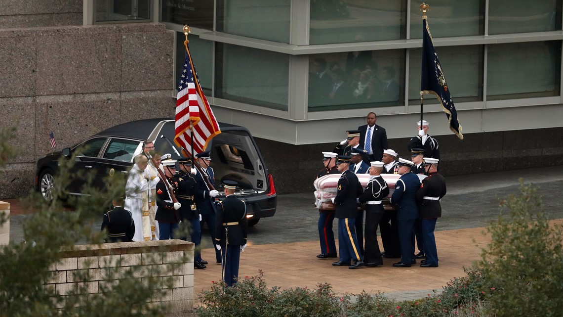 Navy performs 21-aircraft missing man flyover to honor President Bush ...