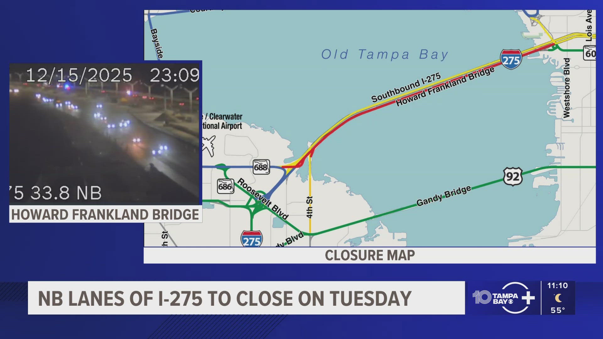 Part of Howard Frankland Bridge closing Tuesday to install signs | wtsp.com