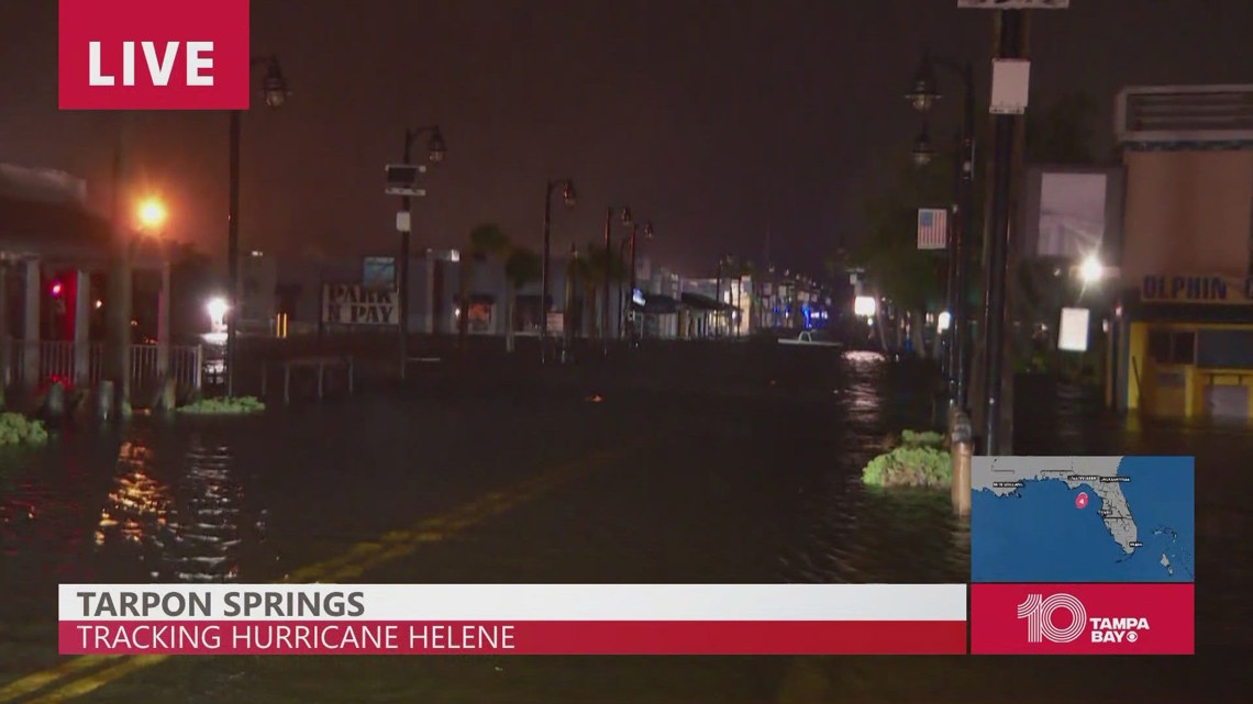 Flooding at Sponge docks in Tarpon Springs during Hurricane Helene | wtsp.com