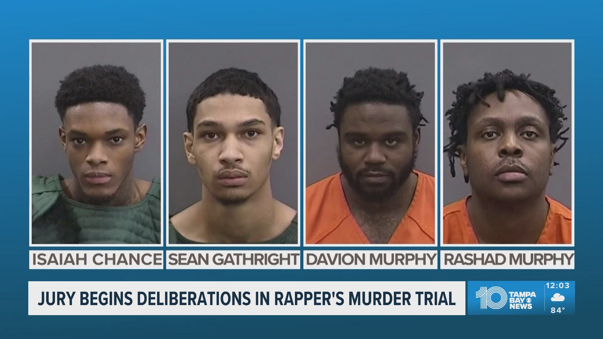 Jury deliberating in the case of four men accused of killing a rapper ...