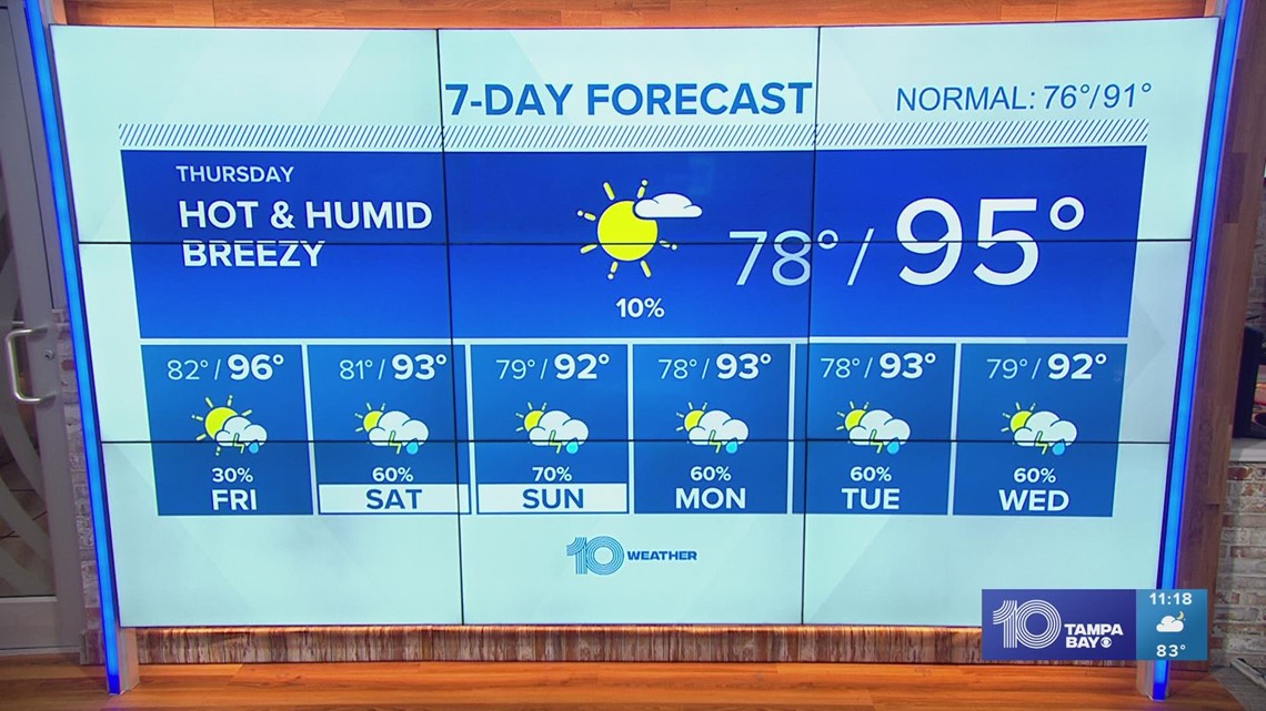 10 Weather: Humidity, rain chances on the rise | wtsp.com
