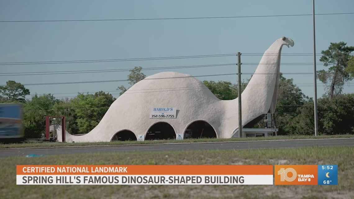 The story behind Spring Hill's famous dinosaur-shaped building: Harold ...