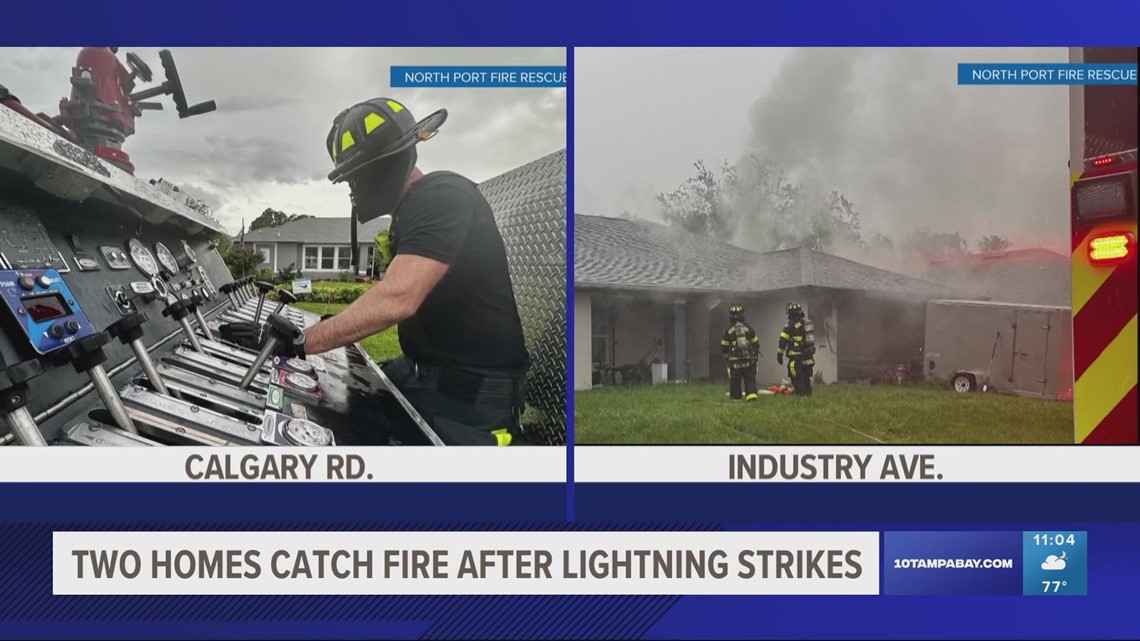 2 North Port homes catch on fire after lightning strikes | wtsp.com