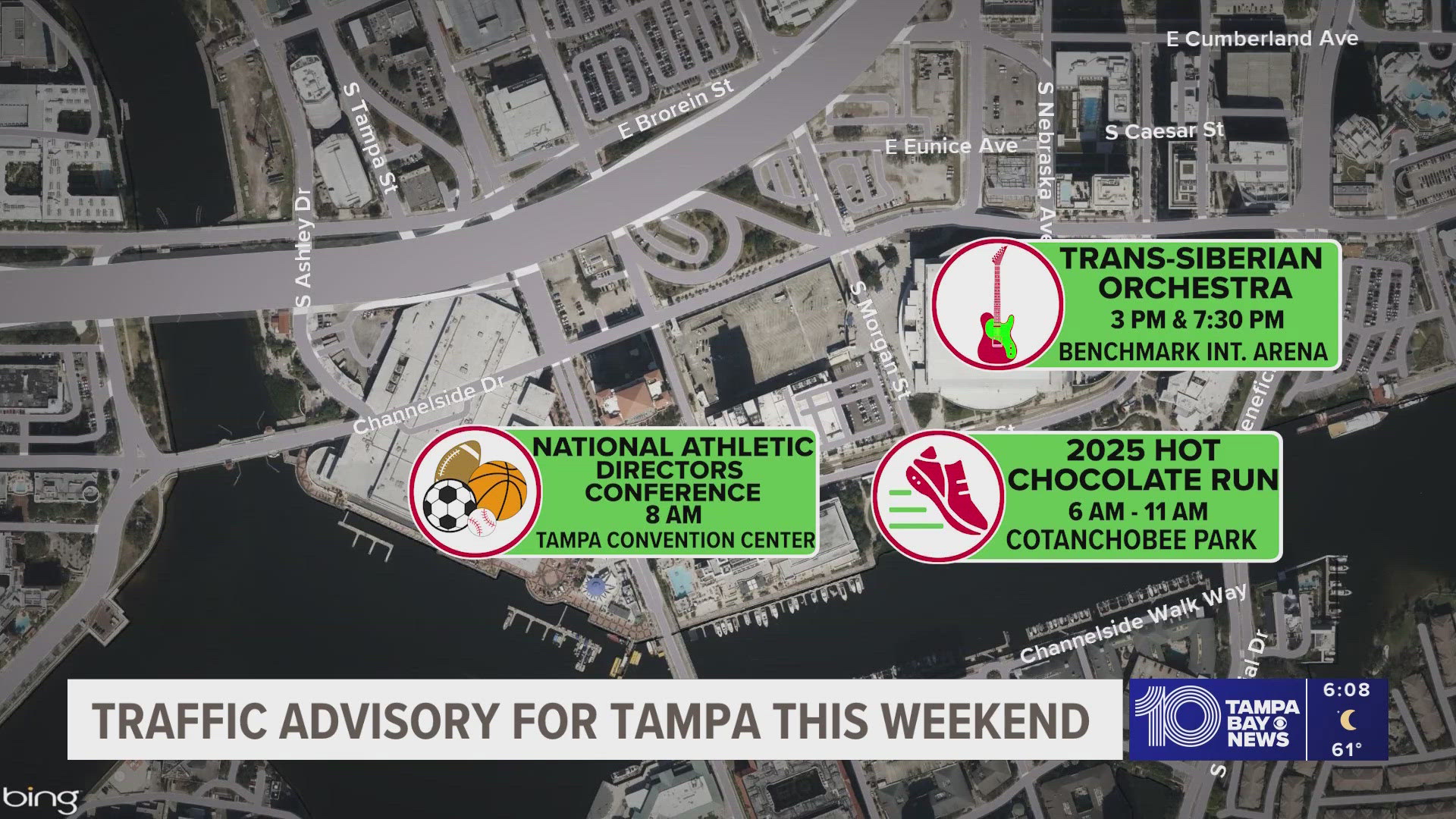 Traffic advisory for Tampa during the weekend due to multiple events ...