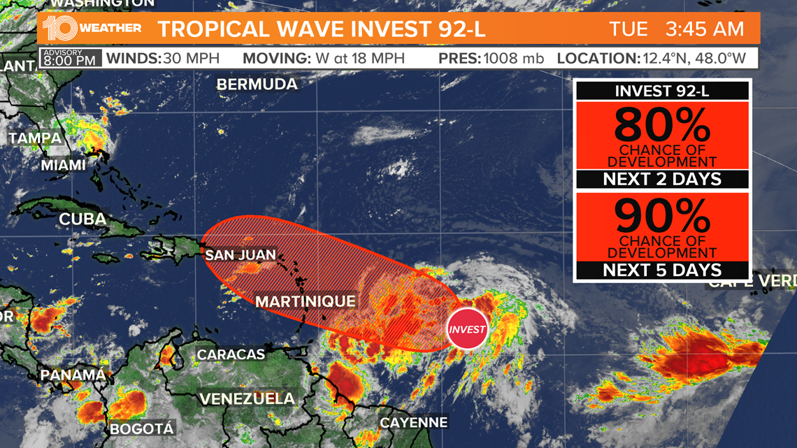 Invest 92-L could become Tropical Storm Isaias this week | wtsp.com