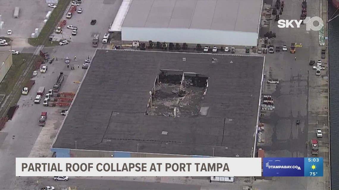 Section of roof collapses at Port Tampa Bay warehouse building | wtsp.com