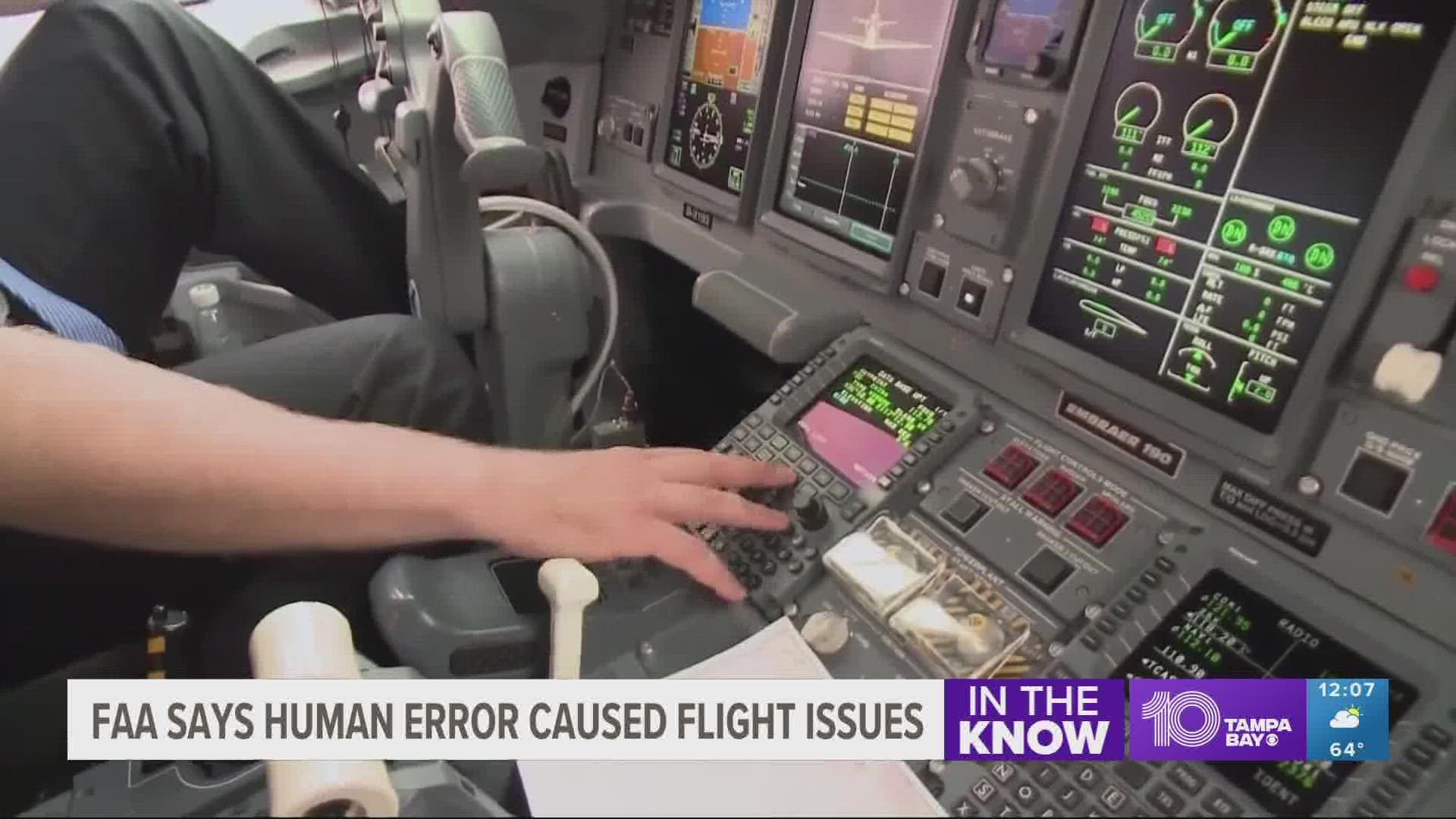 FAA says human error caused flight issues | wtsp.com