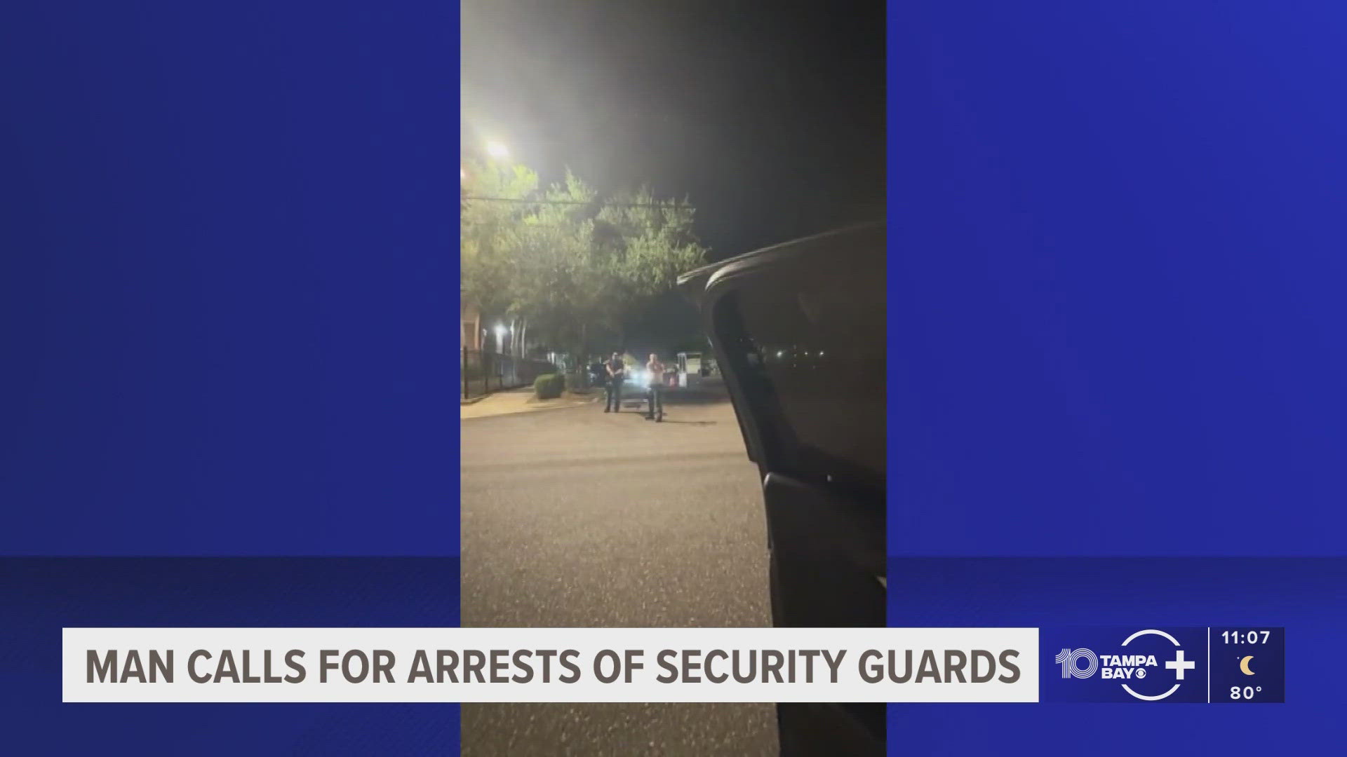 Video of security guards allegedly pointing firearms in Tampa at man ...