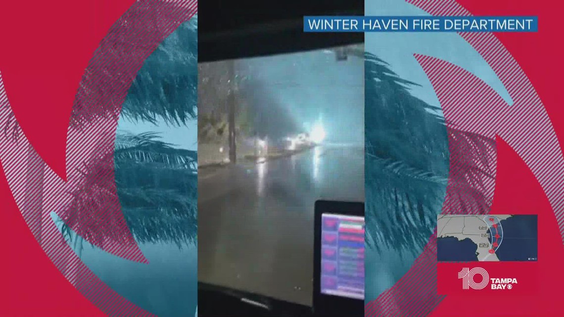 Power line sparks in Winter Haven as Hurricane Ian moved through area ...