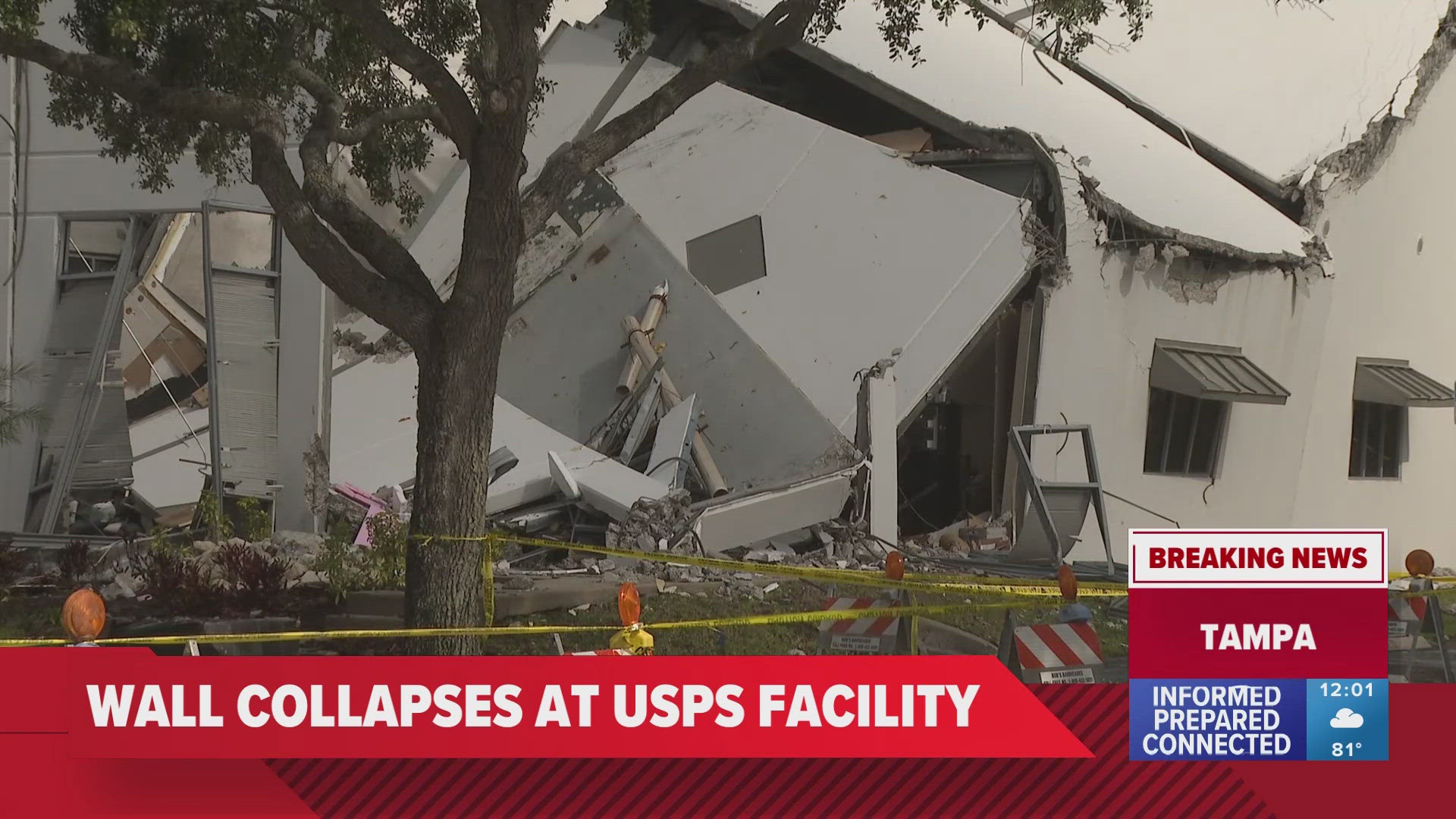 Wall collapses at USPS facility in Tampa | wtsp.com