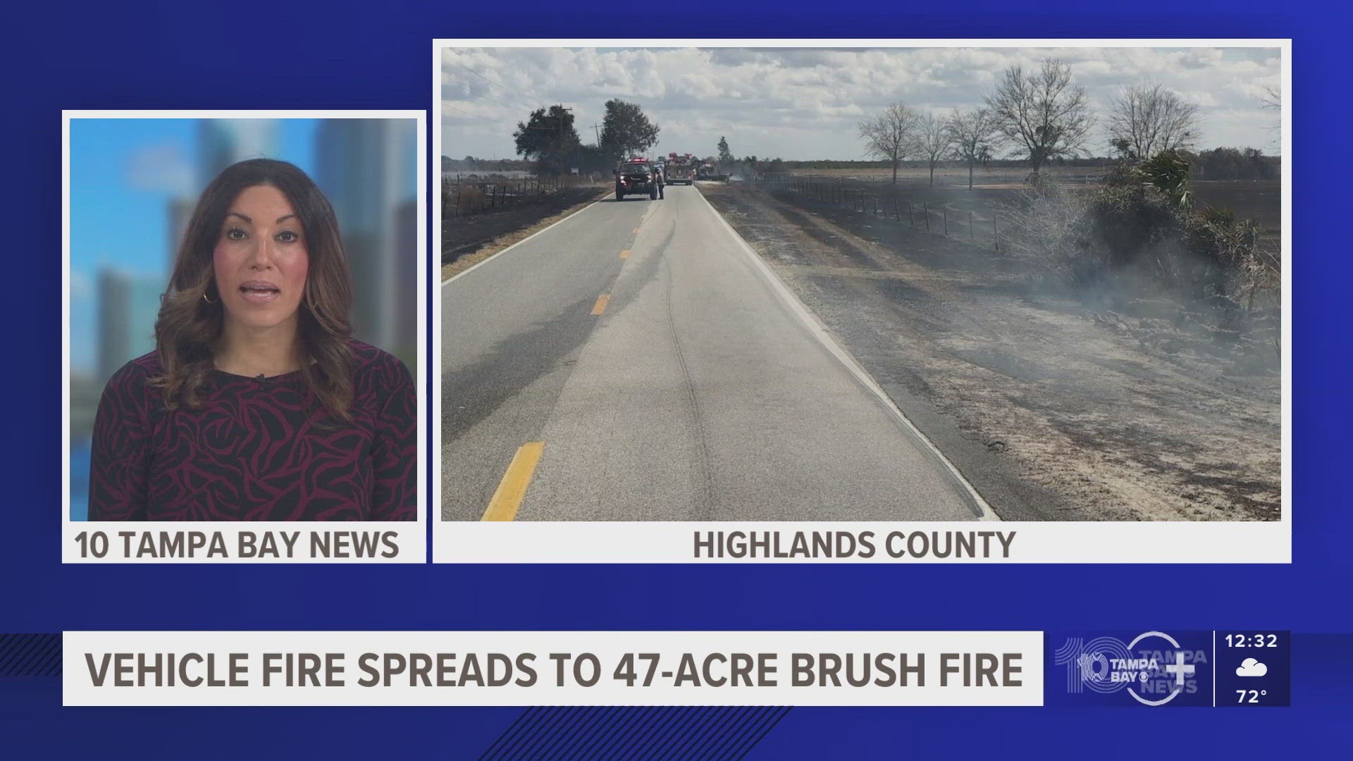 47-acre brush fire sparked by vehicle fire in Highlands County | wtsp.com