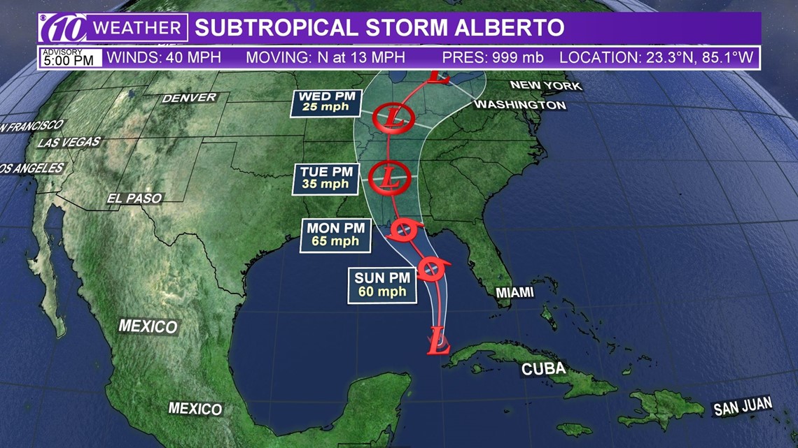 Subtropical Storm Alberto: Tropical Storm Warning issued for Tampa Bay ...