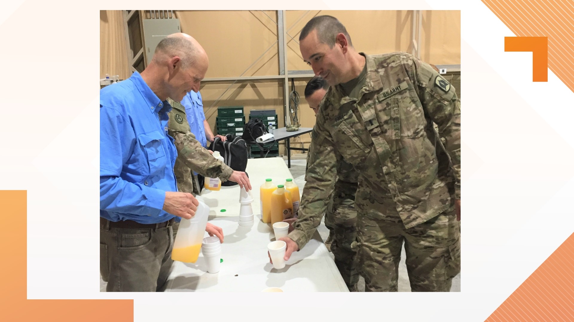 Florida Governor Rick Scott visits troops in Kuwait, shares coffee from ...
