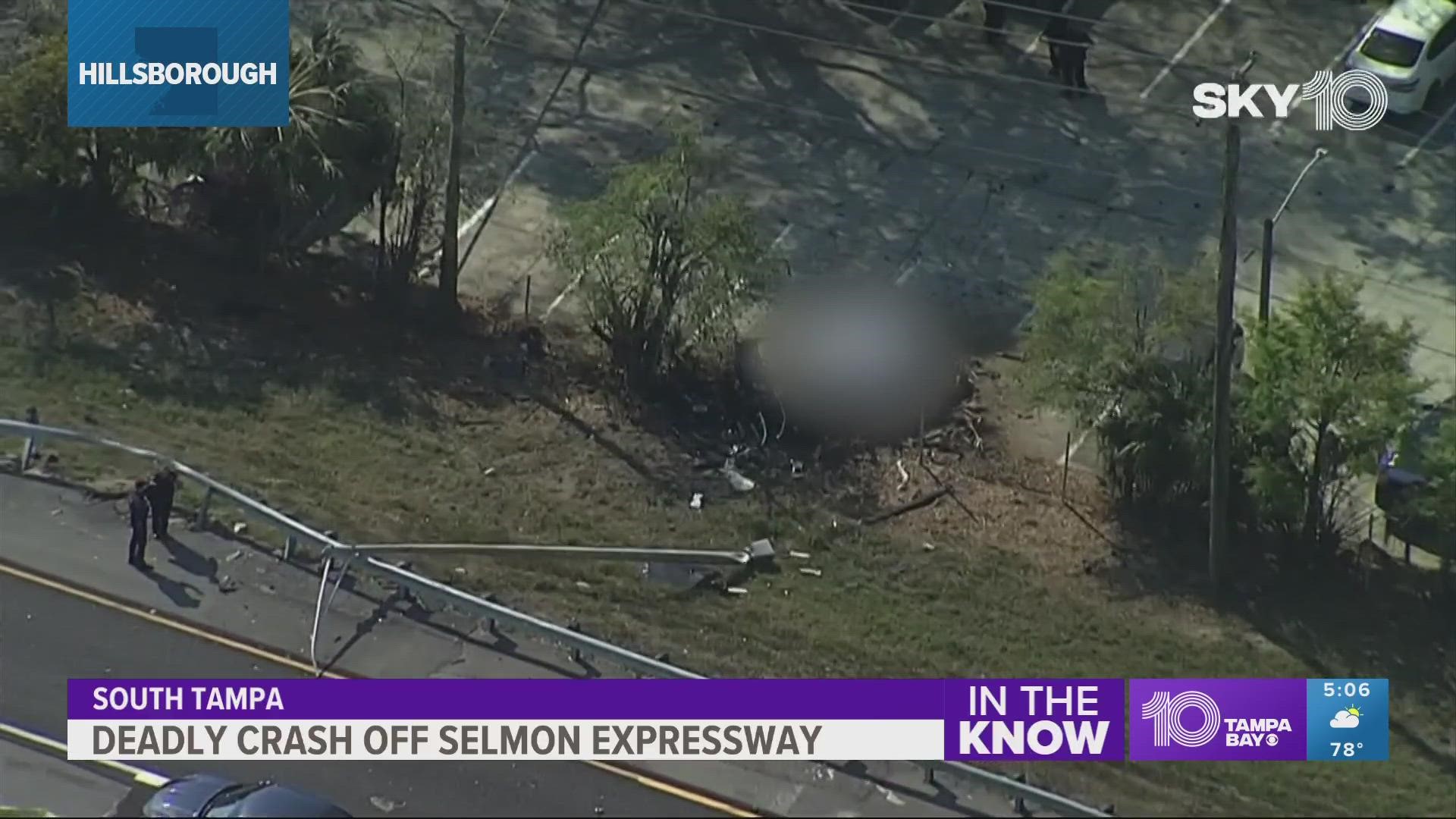 Driver killed after car travels off Selmon, onto apartment lot | wtsp.com