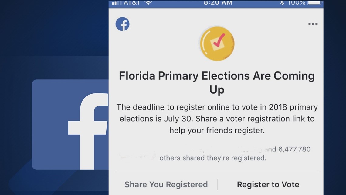 Facebook wants you to register to vote | wtsp.com