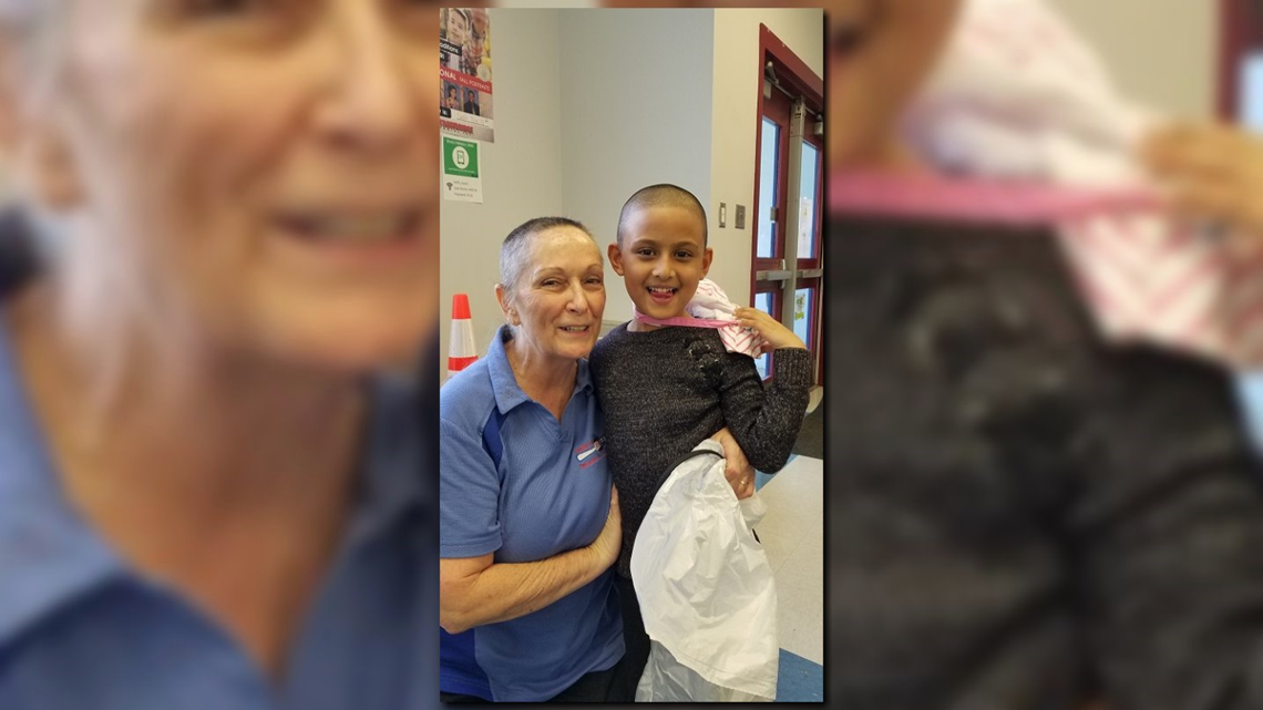 School lunch aide bravely has head shaved at school to show support for ...