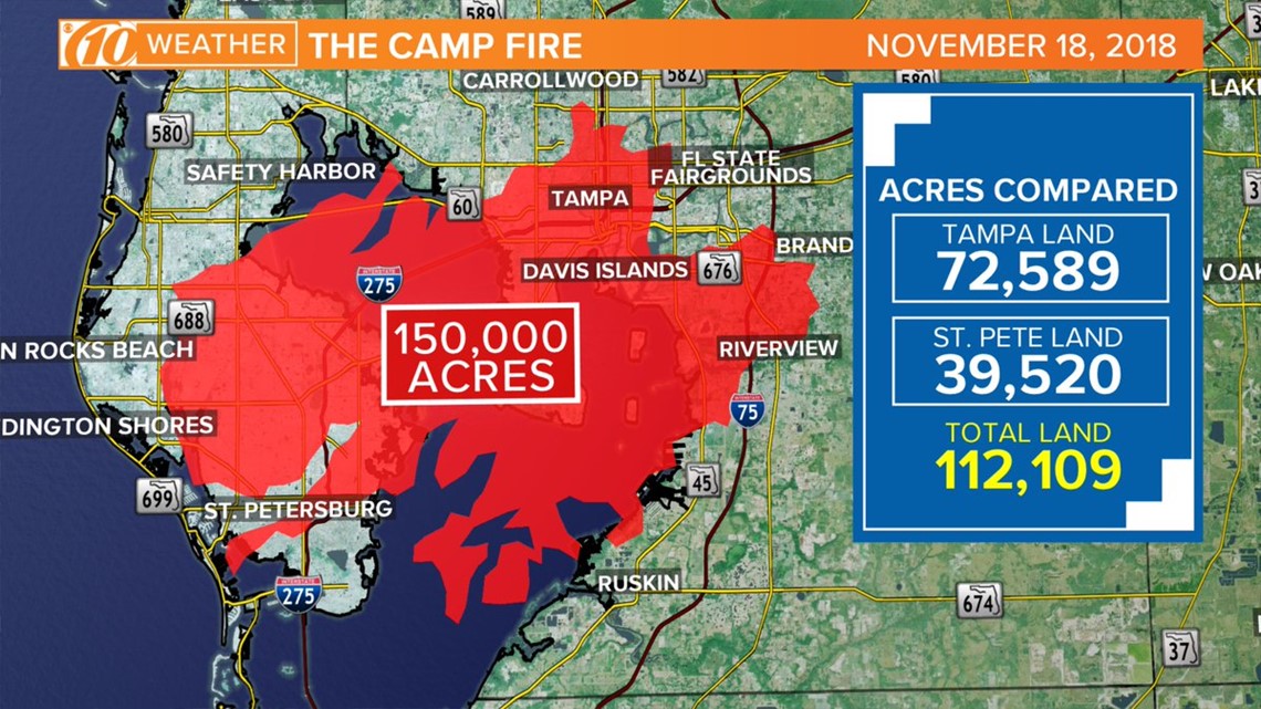 Camp Fire in California burns through more land than exists in Tampa ...