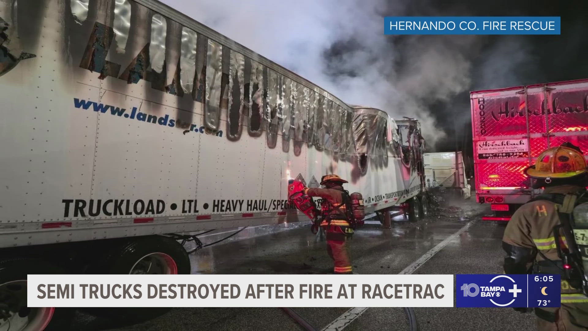 Two semitrucks 'completely destroyed' in fire at Hernando County ...
