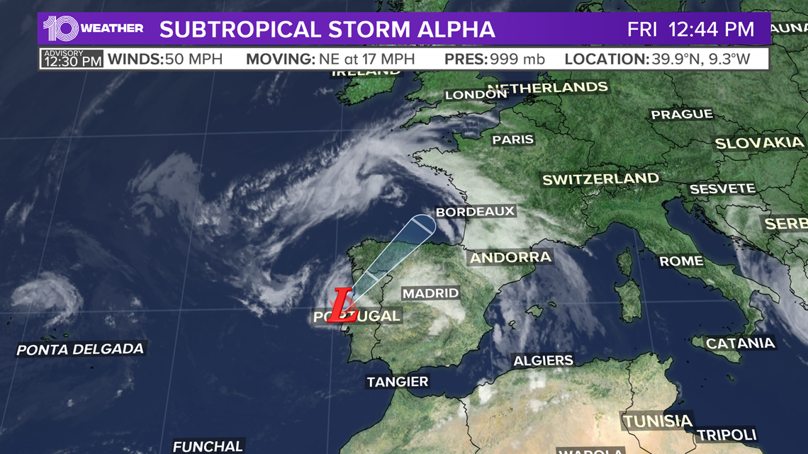 Subtropical Storm Alpha forms near Portugal, making history | wtsp.com