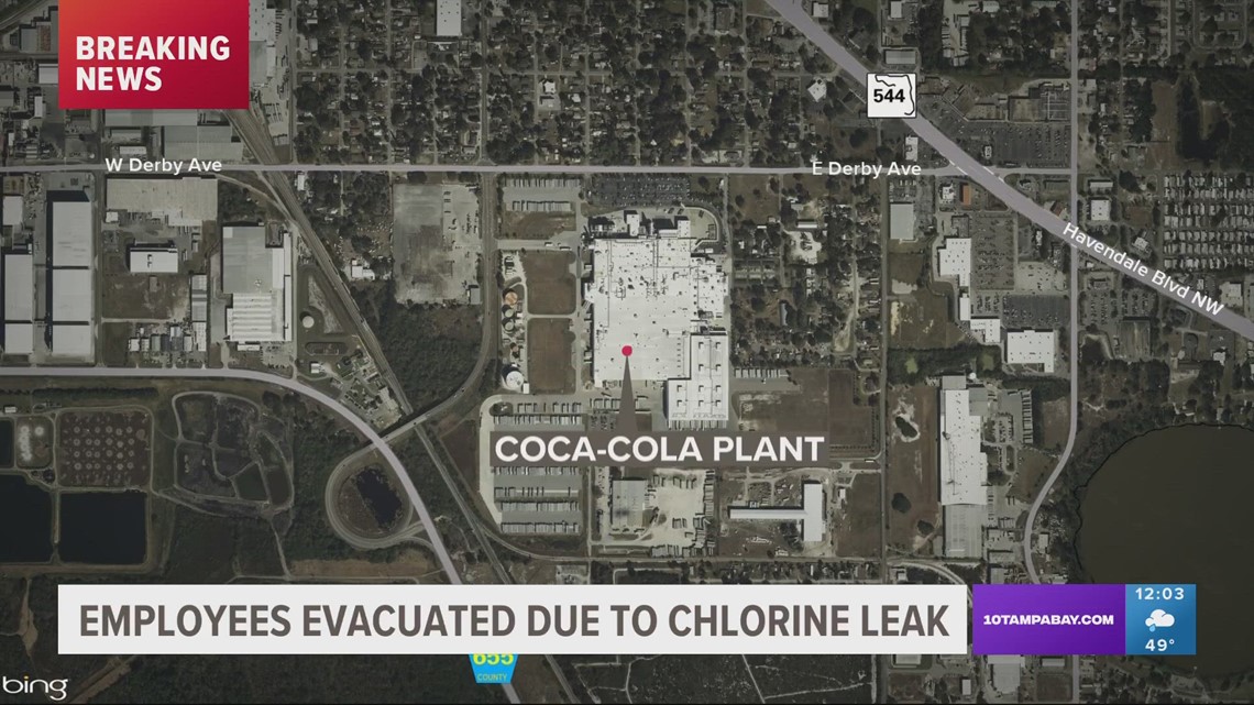 Employees evacuated due to chlorine leak at Coca-Cola plant | wtsp.com