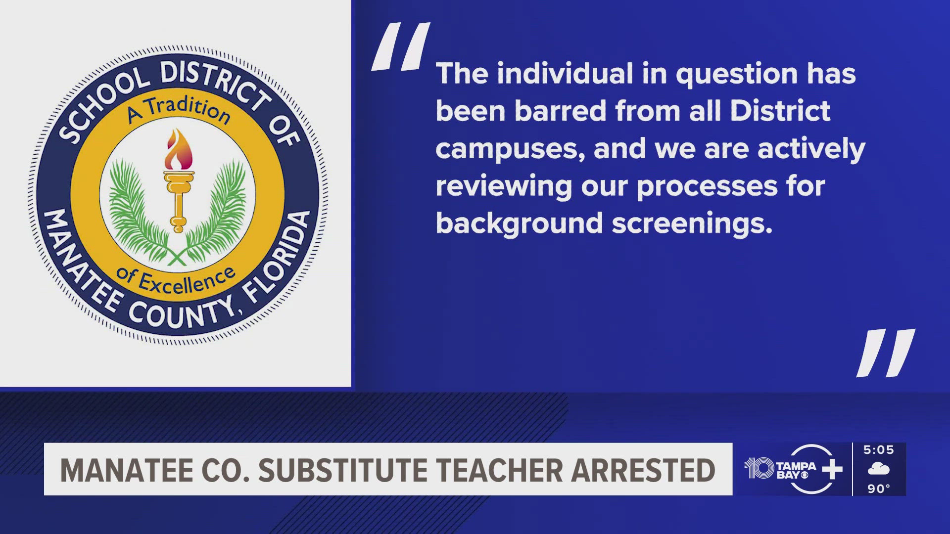 Substitute teacher arrested for lewd, lascivious conduct in Manatee County | wtsp.com