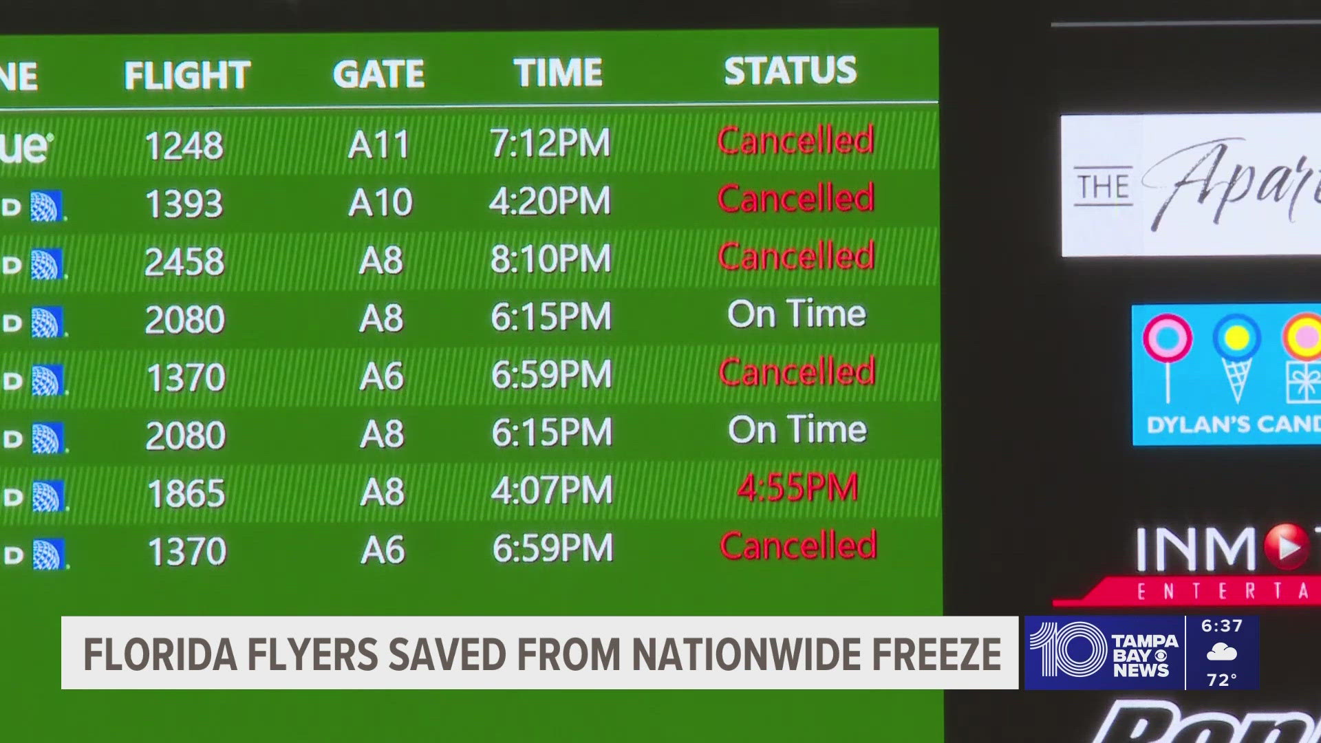 Winter storm impacts hundreds of flights at TPA | wtsp.com