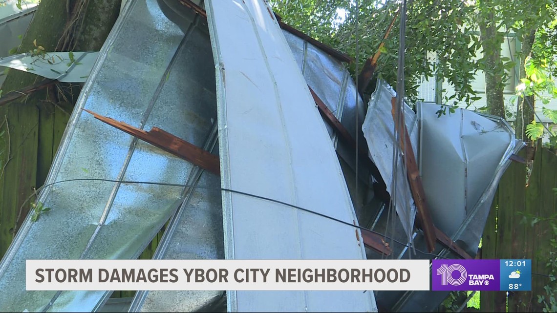 Strong winds from suspected microburst damage Ybor City buildings ...