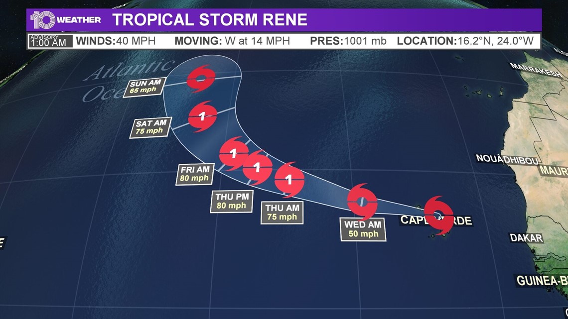 NHC latest: Tropical Storm Rene forms in the Atlantic | wtsp.com