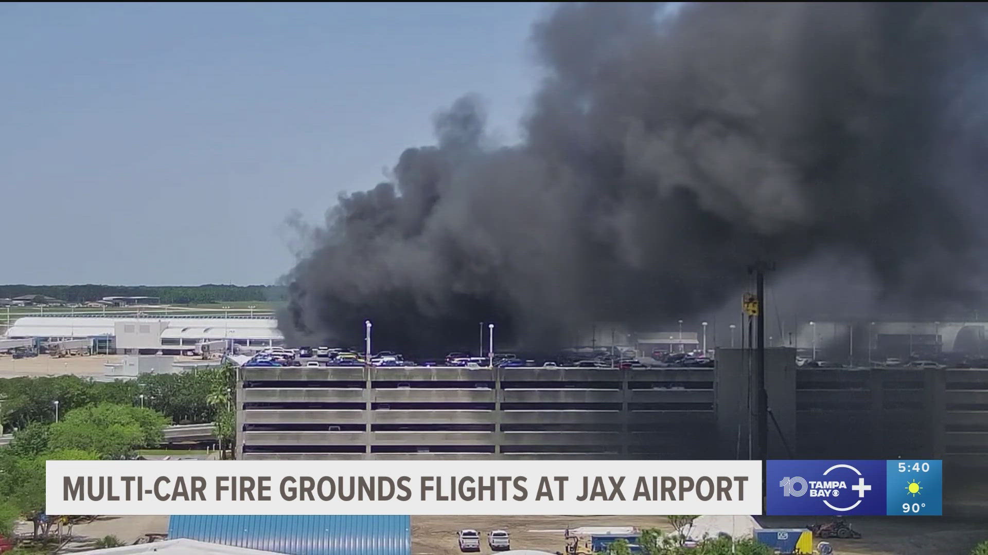 JAX airport closes following multi-vehicle fire in parking garage ...