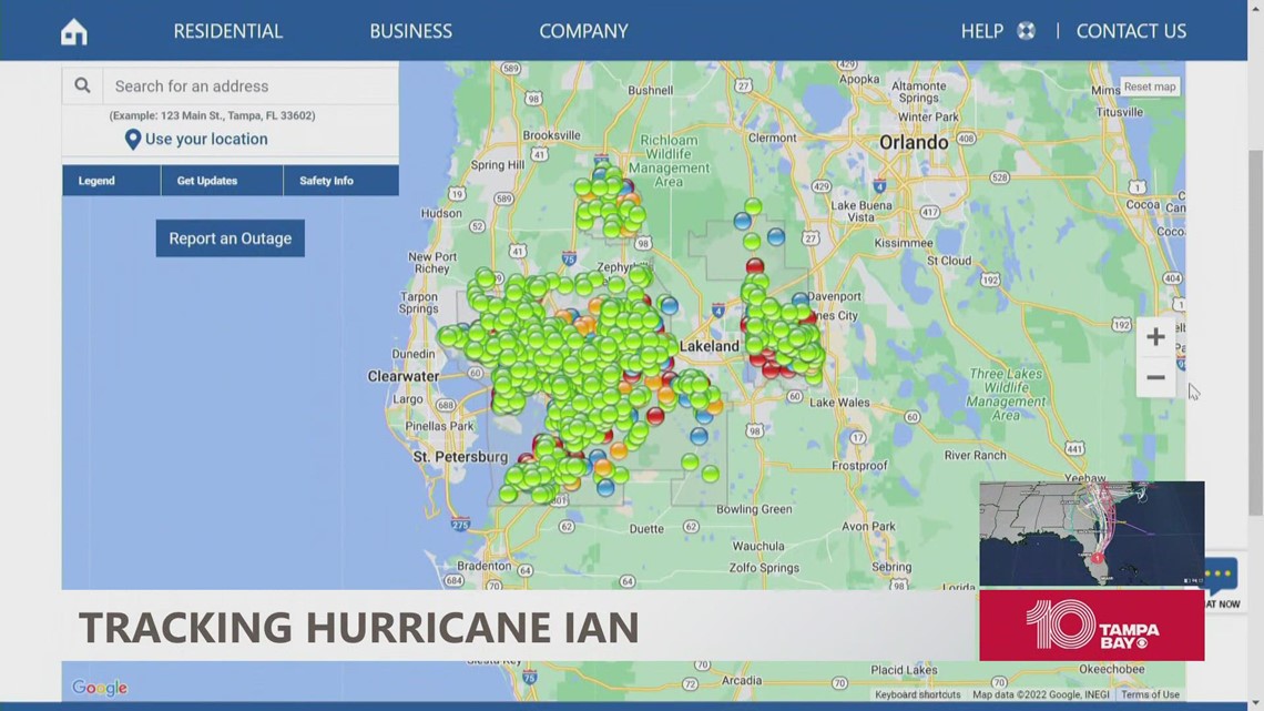 Power outages in the Tampa Bay area as of 2 a.m. due to Hurricane Ian ...