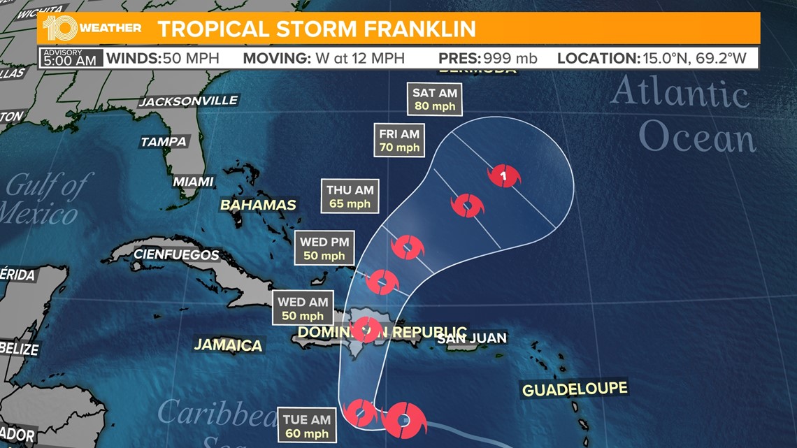 NHC: Tropical Storm Franklin maintains strength | wtsp.com