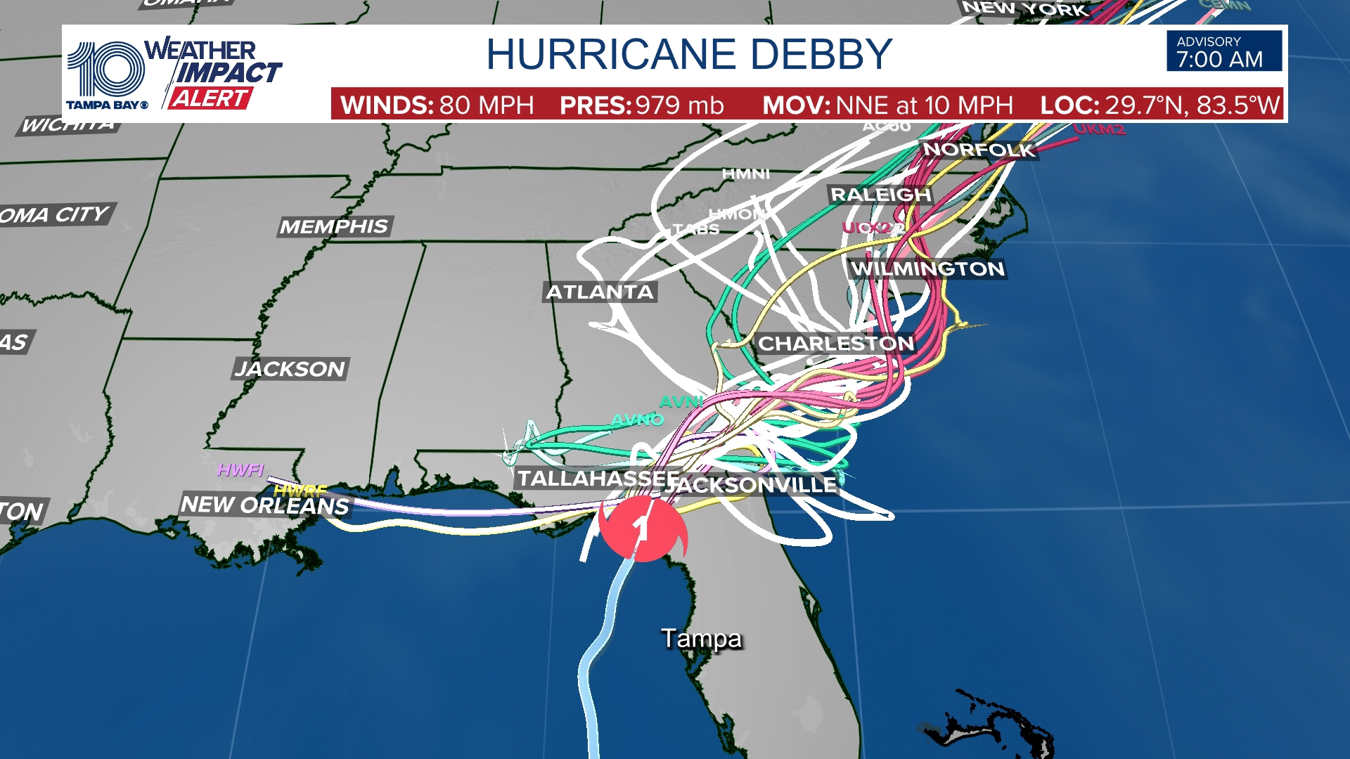 Track Hurricane Debby: Spaghetti, forecast cone | wtsp.com