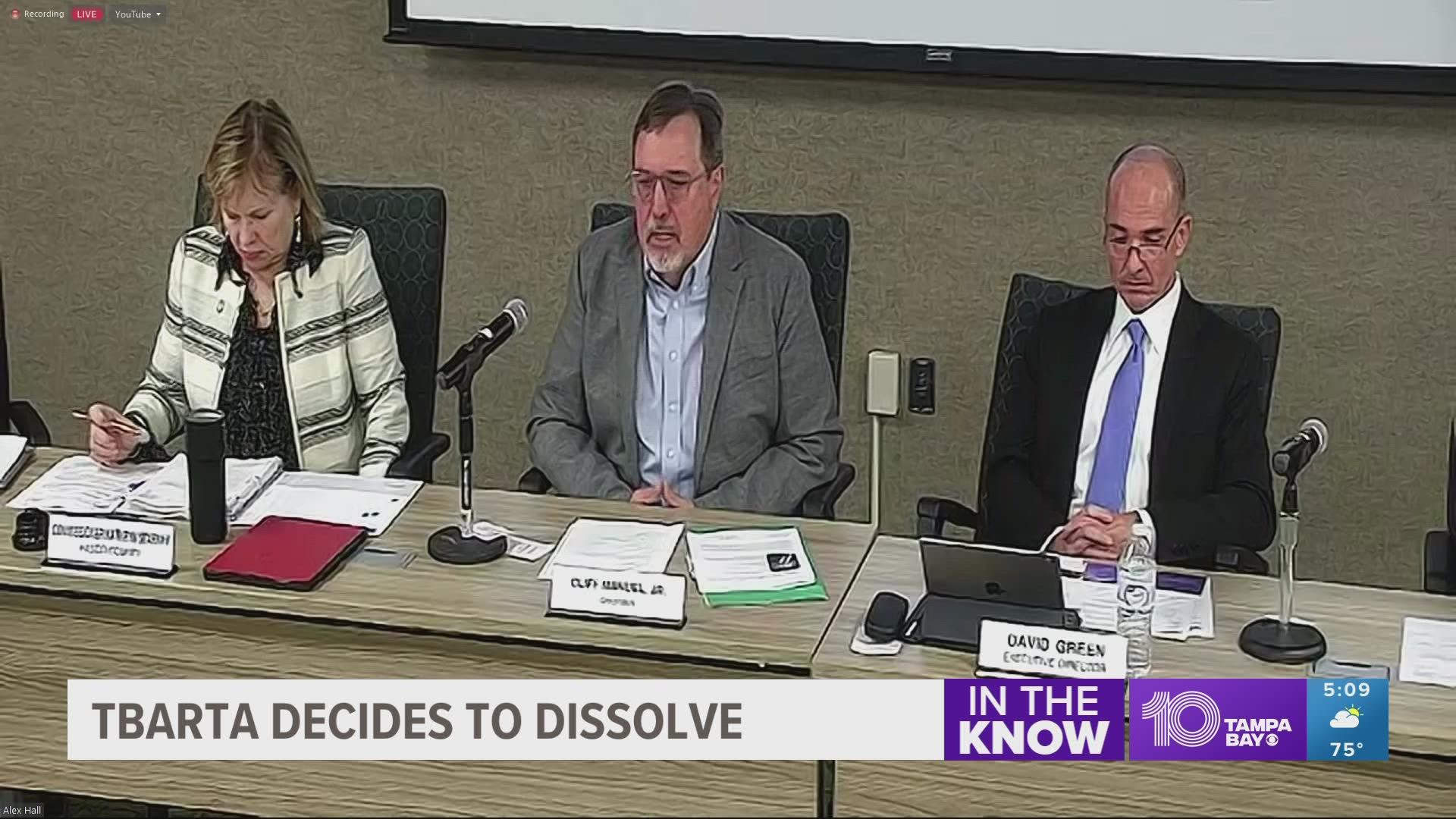 TBARTA decides to dissolve organization during meeting | wtsp.com