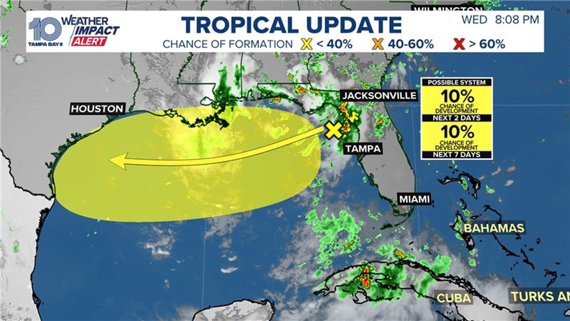 National Hurricane Center tracking system in Gulf that moved across ...