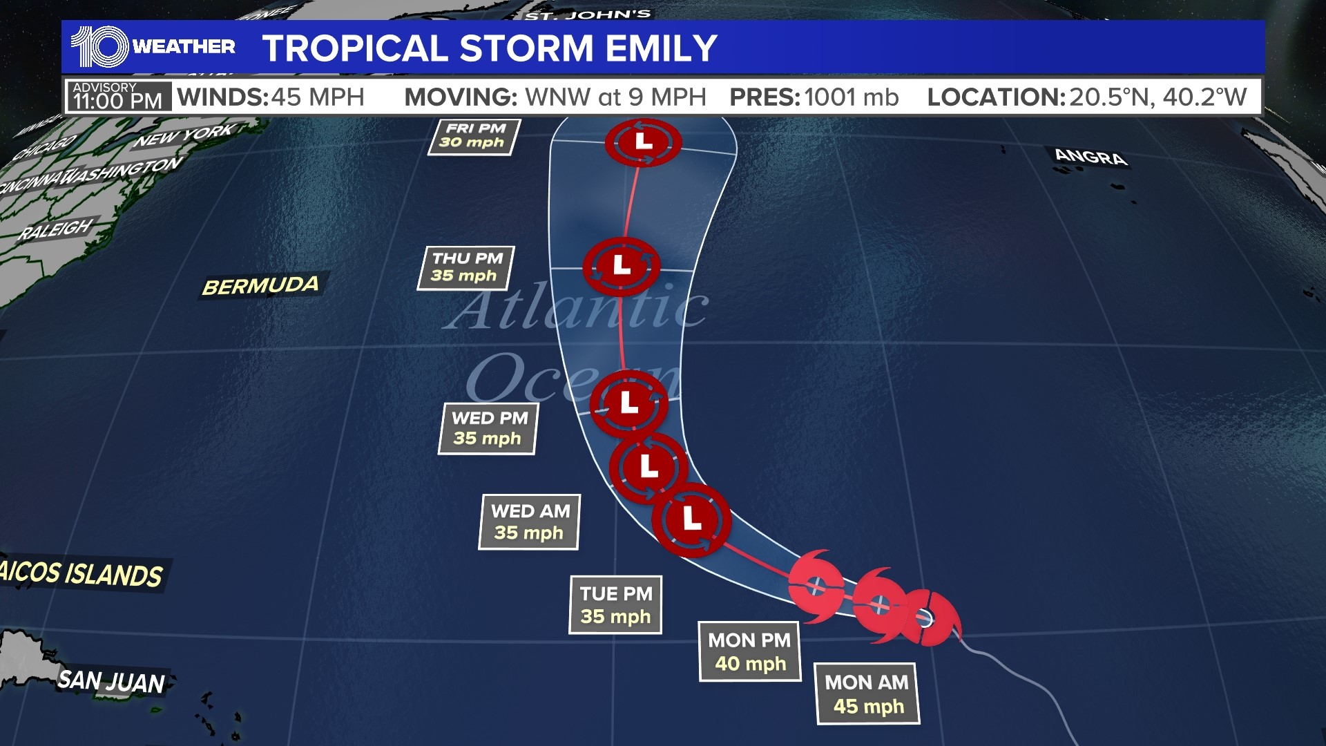 Tropical Storm Emily weakens in the Atlantic | wtsp.com