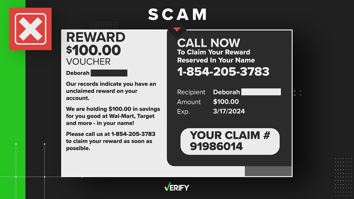Unclaimed reward voucher promising money is a scam | wtsp.com