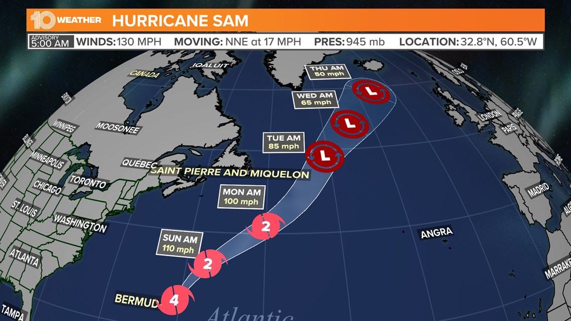 NHC: Hurricane Sam gaining strength and size over Atlantic | wtsp.com