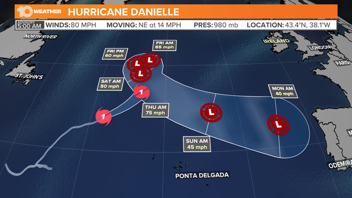 Hurricane Danielle continues to move in the north Atlantic | wtsp.com