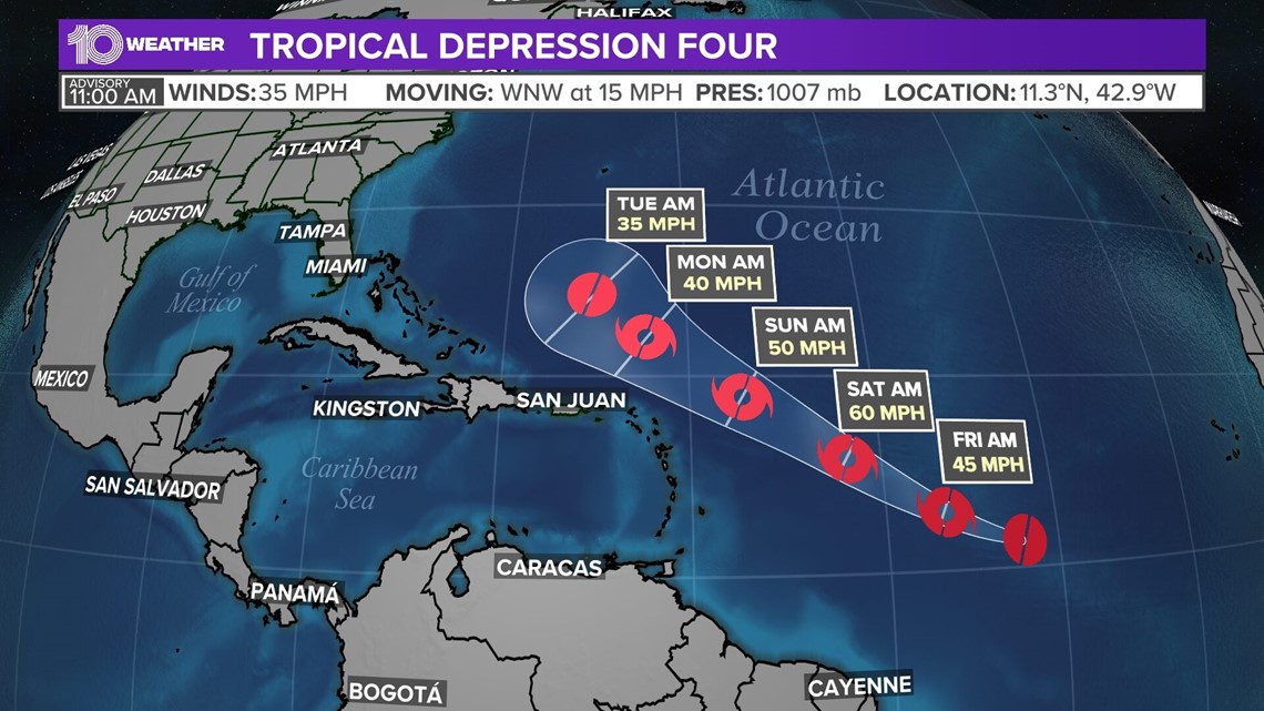 Tropical Depression Four forms over Central Atlantic | wtsp.com