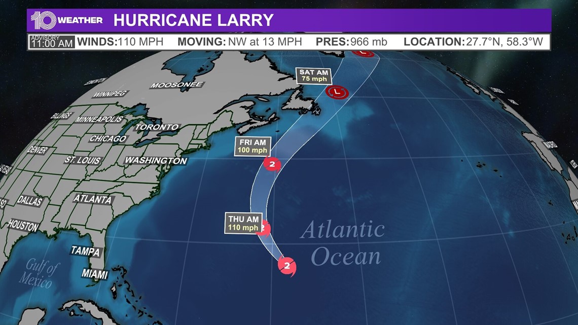 Hurricane Larry's path keeps it in the Atlantic Ocean | wtsp.com