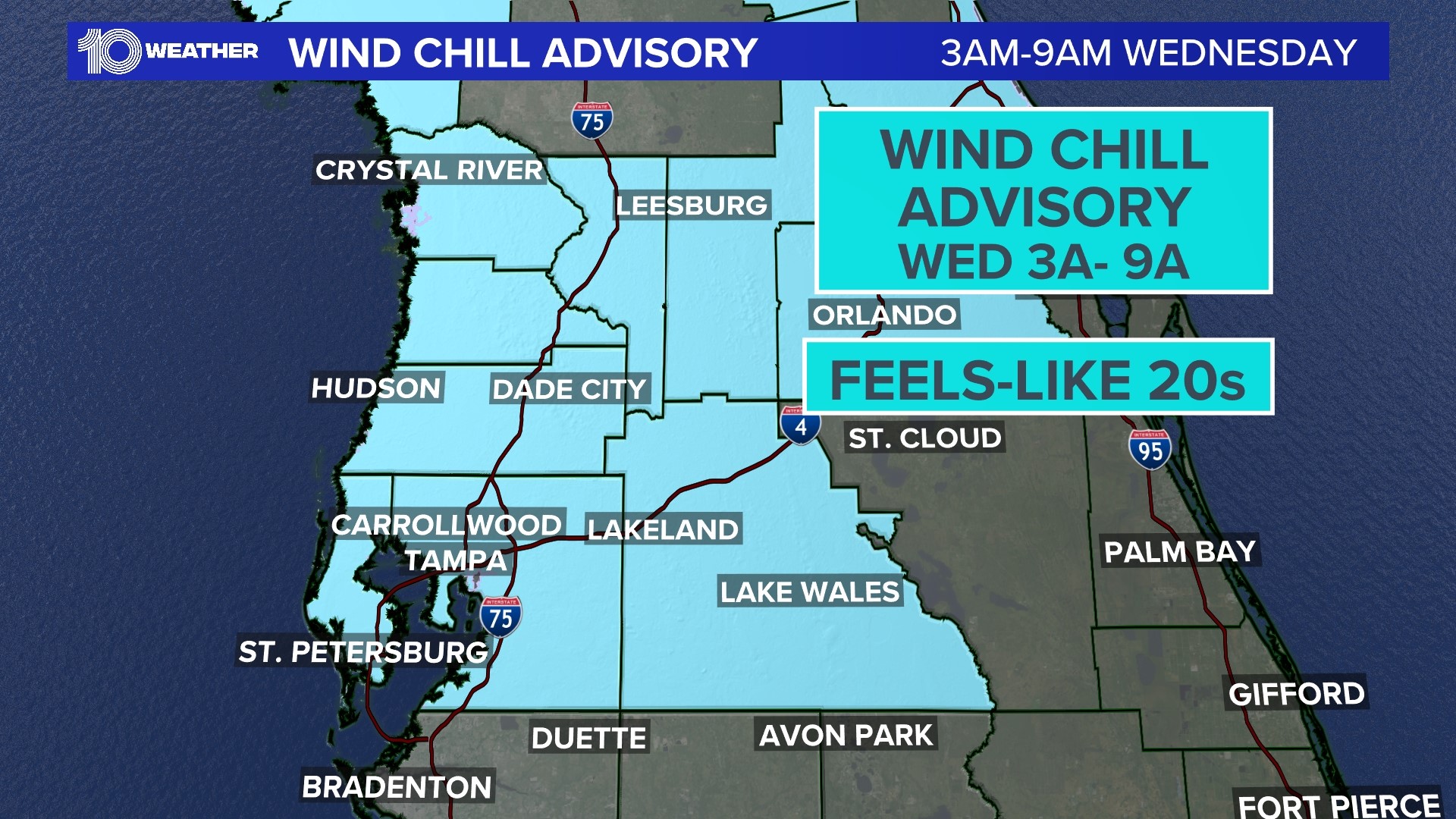 Wind chill advisory issued for St. Pete, Tampa areas | wtsp.com