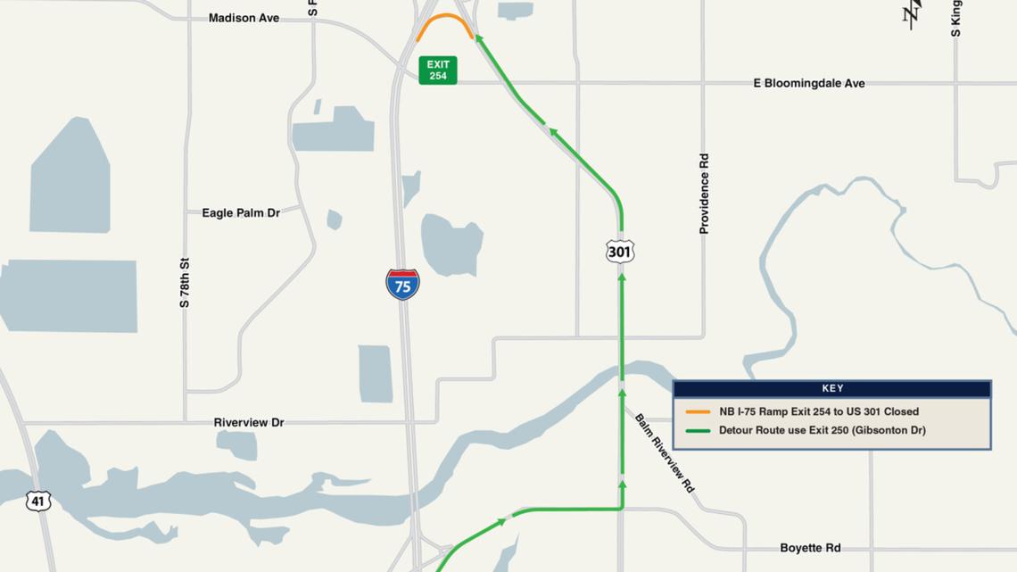 Northbound I-75 ramp to Highway 301 will close nightly | wtsp.com