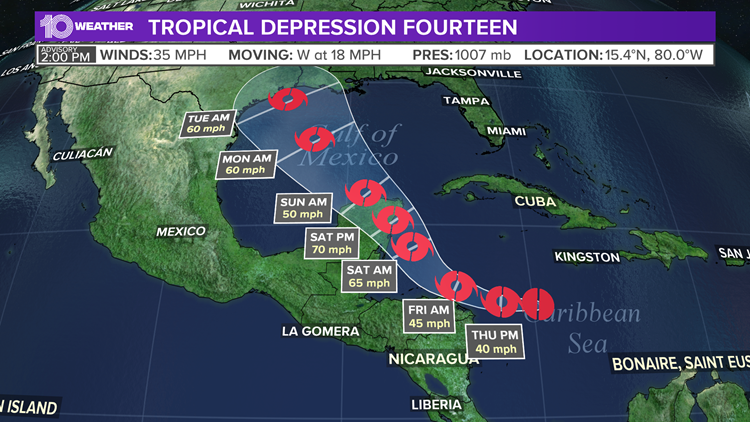 Tropical Depression 14: Latest storm track, spaghetti models | wtsp.com