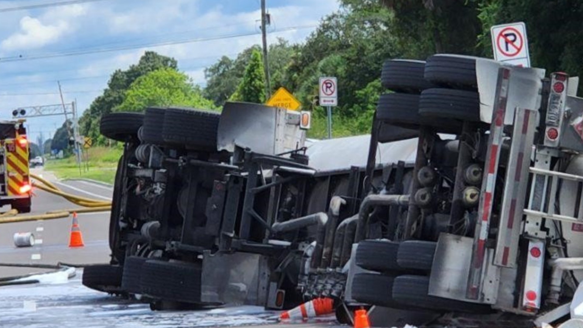 Tanker truck overturned after driver loses control | wtsp.com
