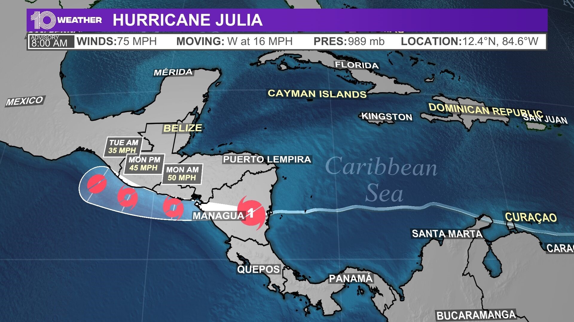 NHC: Tropical Storm Julia strenghtens into hurricane | wtsp.com