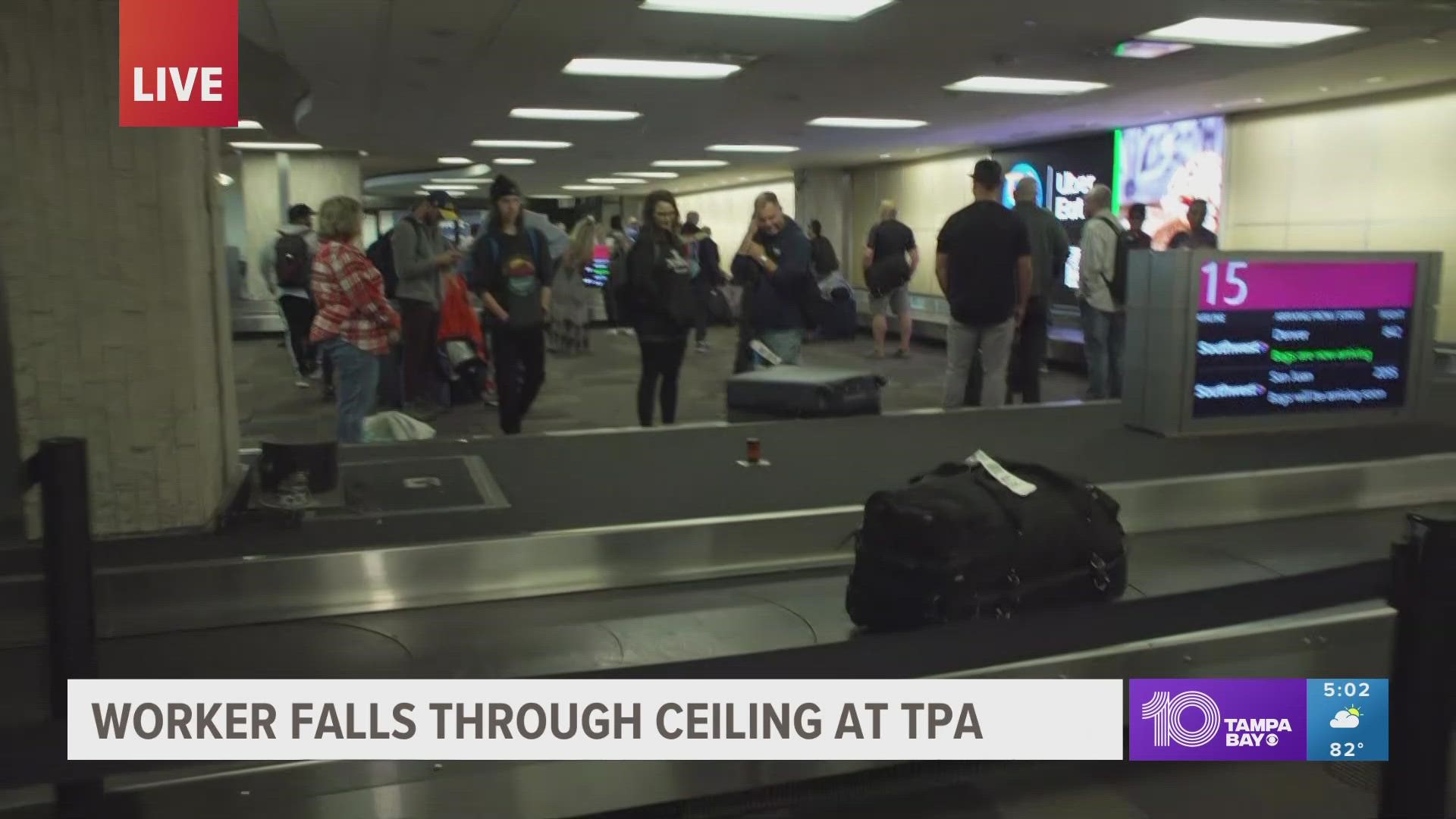 TPA employee falls from ceiling near baggage claim | wtsp.com