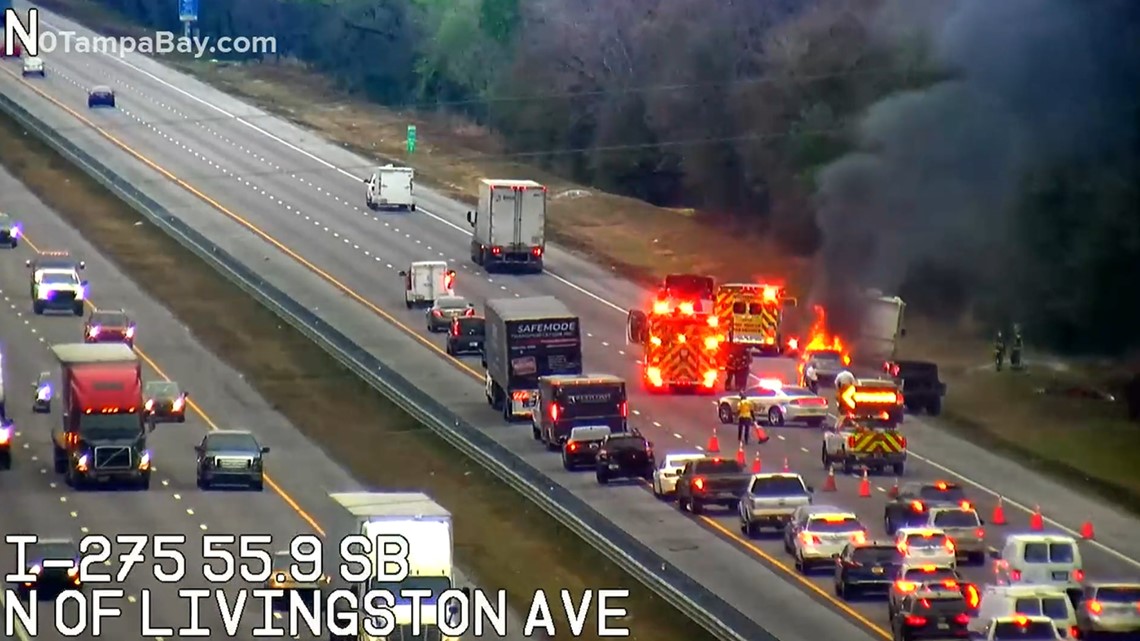 Traffic: Car fire on I-275 caused delays in Hillsborough County | wtsp.com