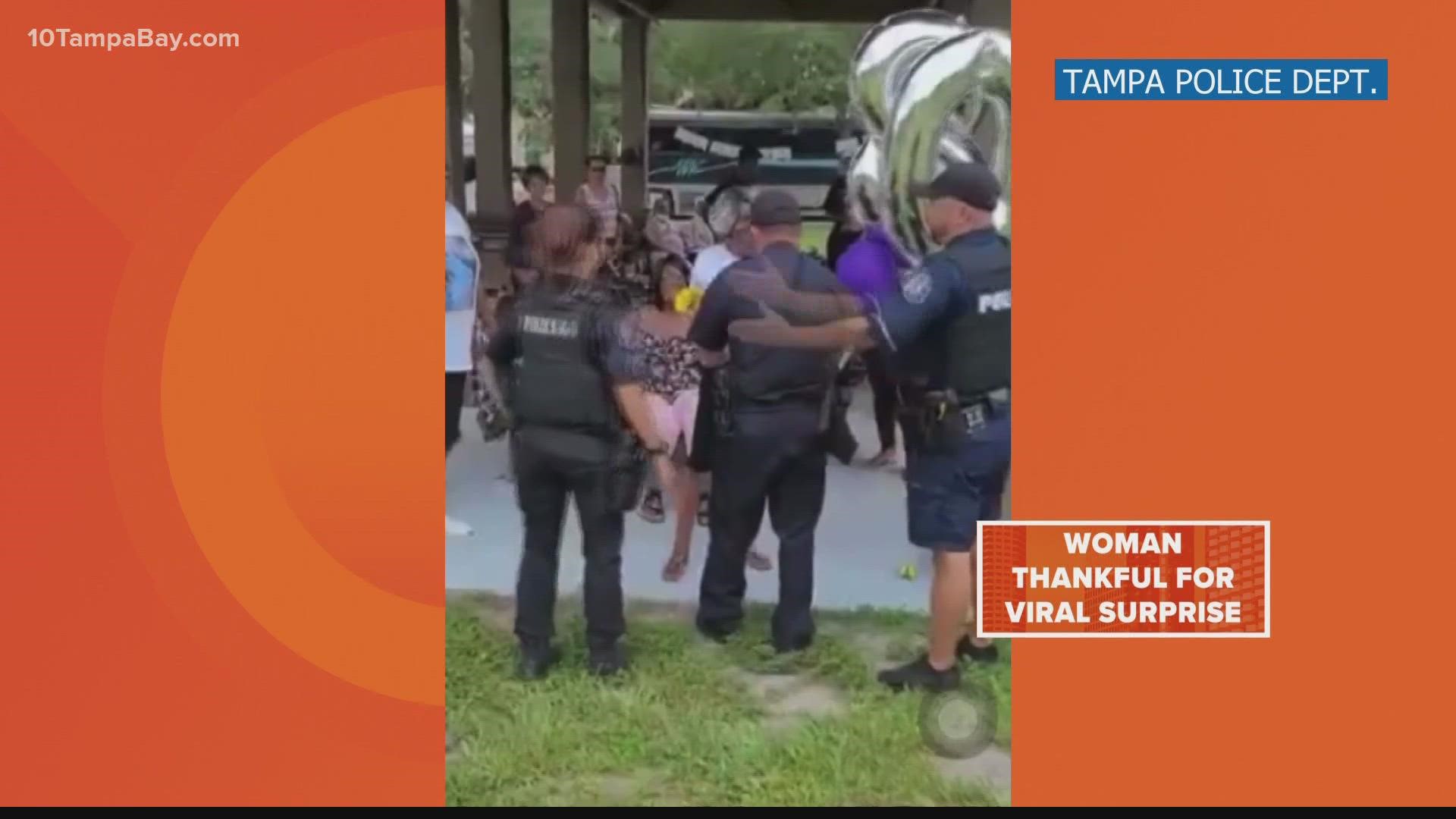 Tampa woman thanks officers who was surprised on 80th birthday | wtsp.com