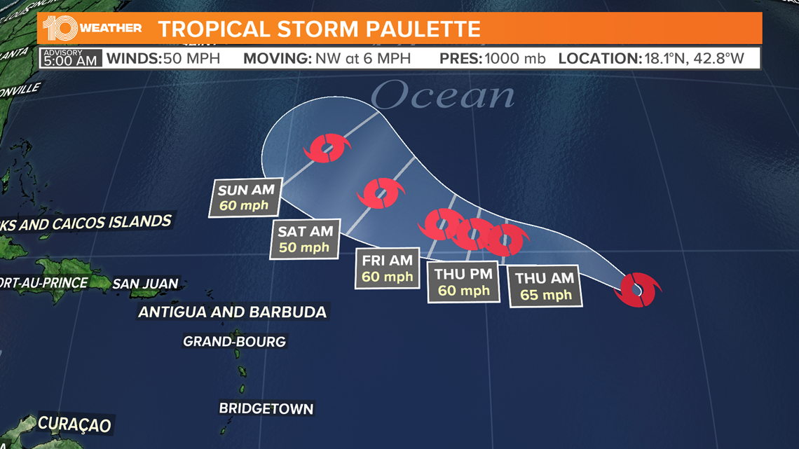 NHC latest: Tracking Tropical Storm Paulette | wtsp.com